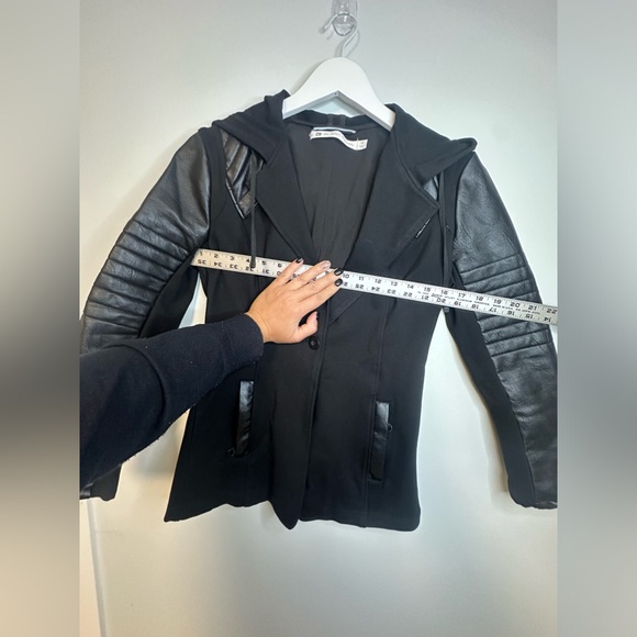 blanc noir | Jackets & Coats | Blanc Noir Hooded Moto Blazer With ...